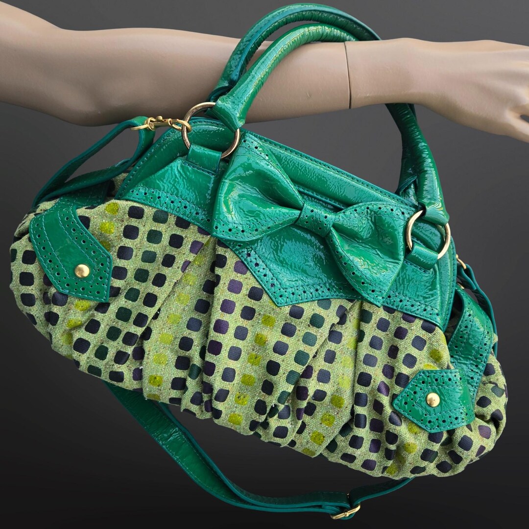 Y2K Matteo Mio Green Top Handle Bag With Bow Mcbling Fairy Faux Leather ...