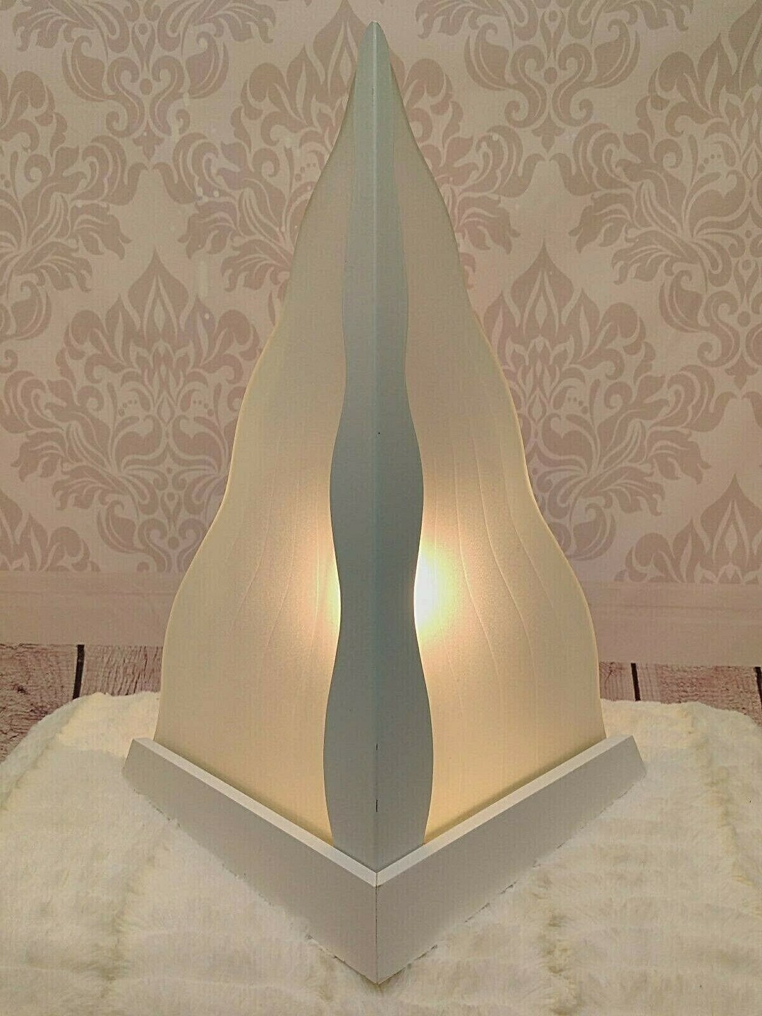 Vintage 80s Memphis Style White Triangular Table Lamp Frosted Glass ...