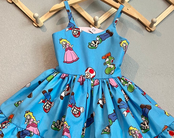 Súper Mario Bros Dress for Girls Birthday Dress Mario Princess - Etsy