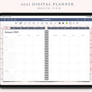 2021 Digital Planner Floral Blush and Gray | Goodnotes | Notability ...