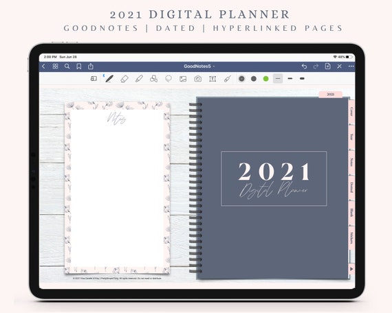 2021 Digital Planner Floral Blush and Gray Goodnotes | Etsy