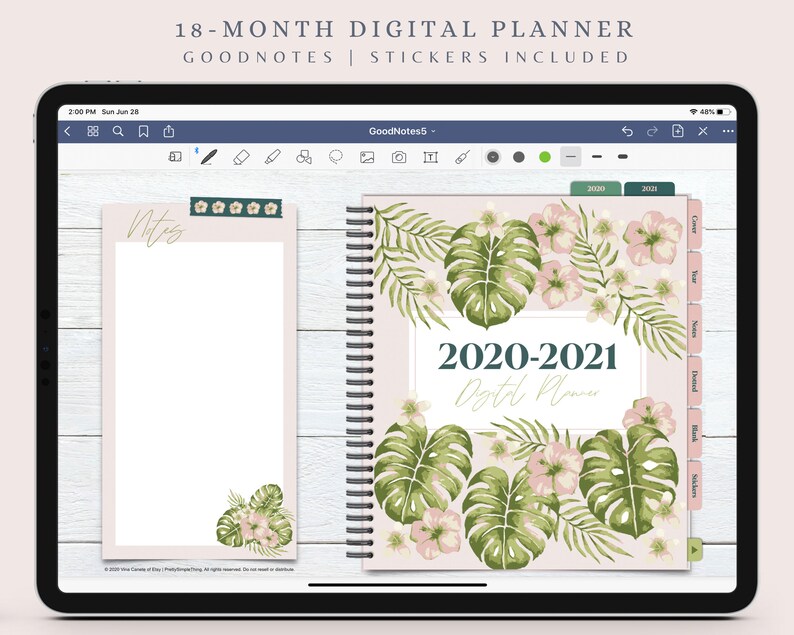 18-month Digital Planner – Tropical Theme for Goodnotes - Etsy
