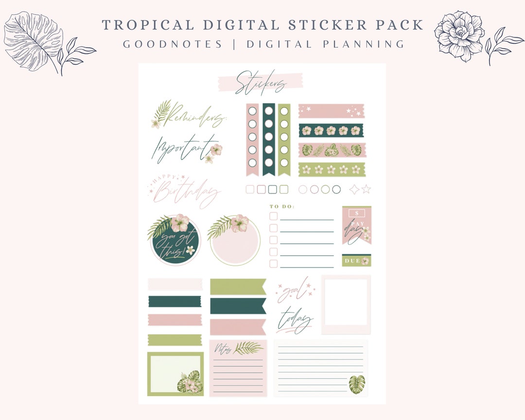 Tropical Digital Sticker Pack | Goodnotes - Etsy