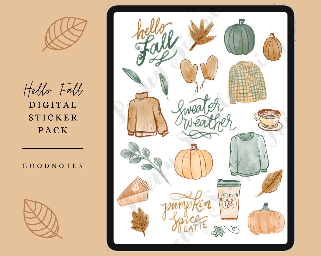 Hello Fall Sticker Pack for Goodnotes | Digital Planning | Transparent ...