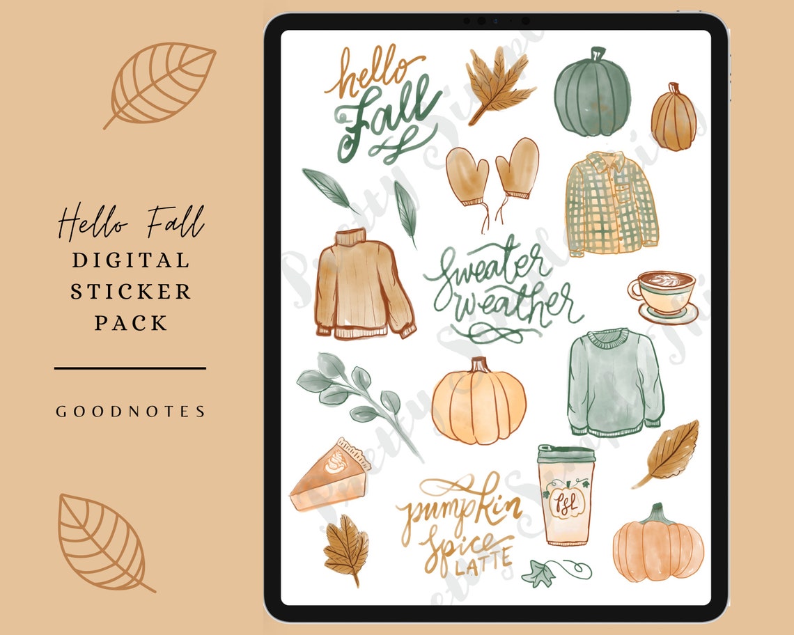 Hello Fall Sticker Pack for Goodnotes | Digital Planning | Transparent ...