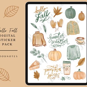 Hello Fall Sticker Pack for Goodnotes | Digital Planning | Transparent ...