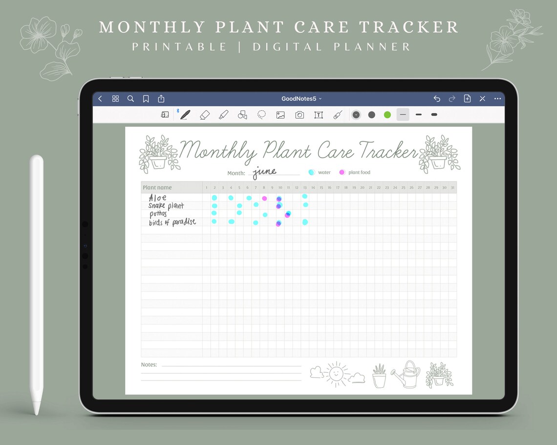 Monthly Plant Care Tracker | Printable | Digital Planner - Etsy