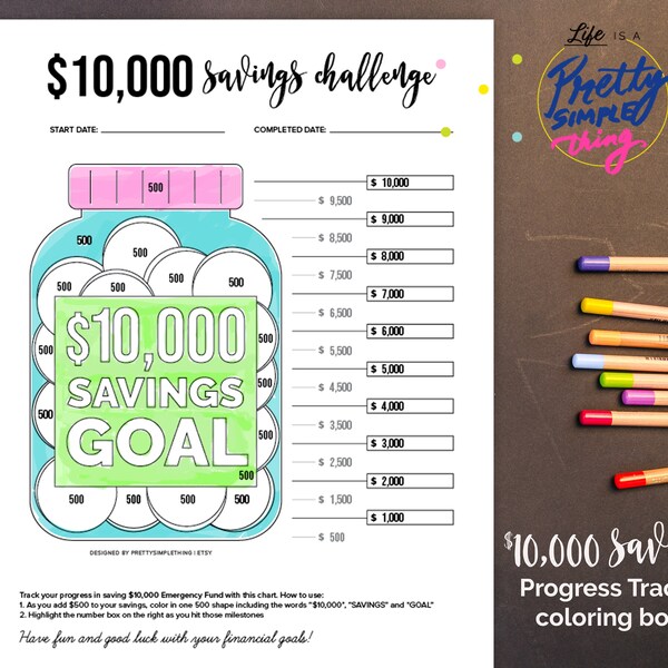 Coloring Savings Chart - Etsy