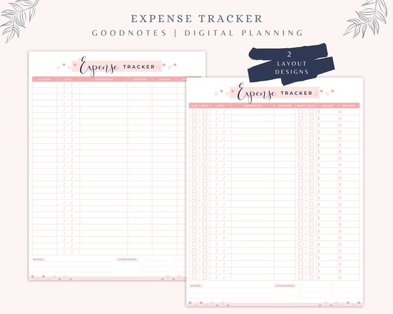 Expense Tracker Printable Goodnotes peach | Etsy