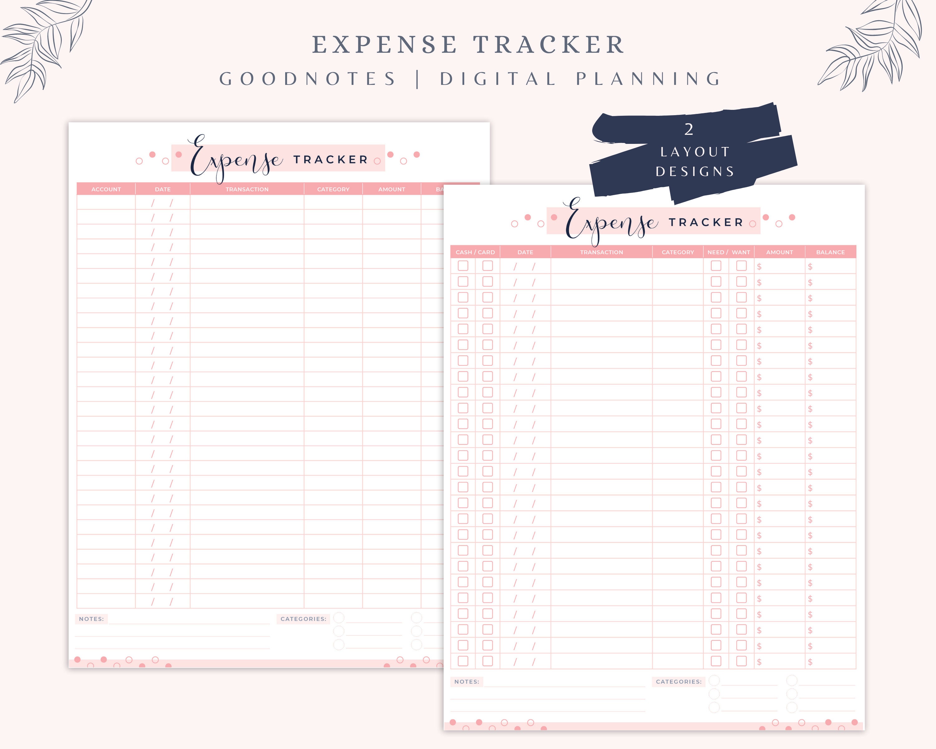 Expense Tracker | Printable | Goodnotes (peach) - Etsy