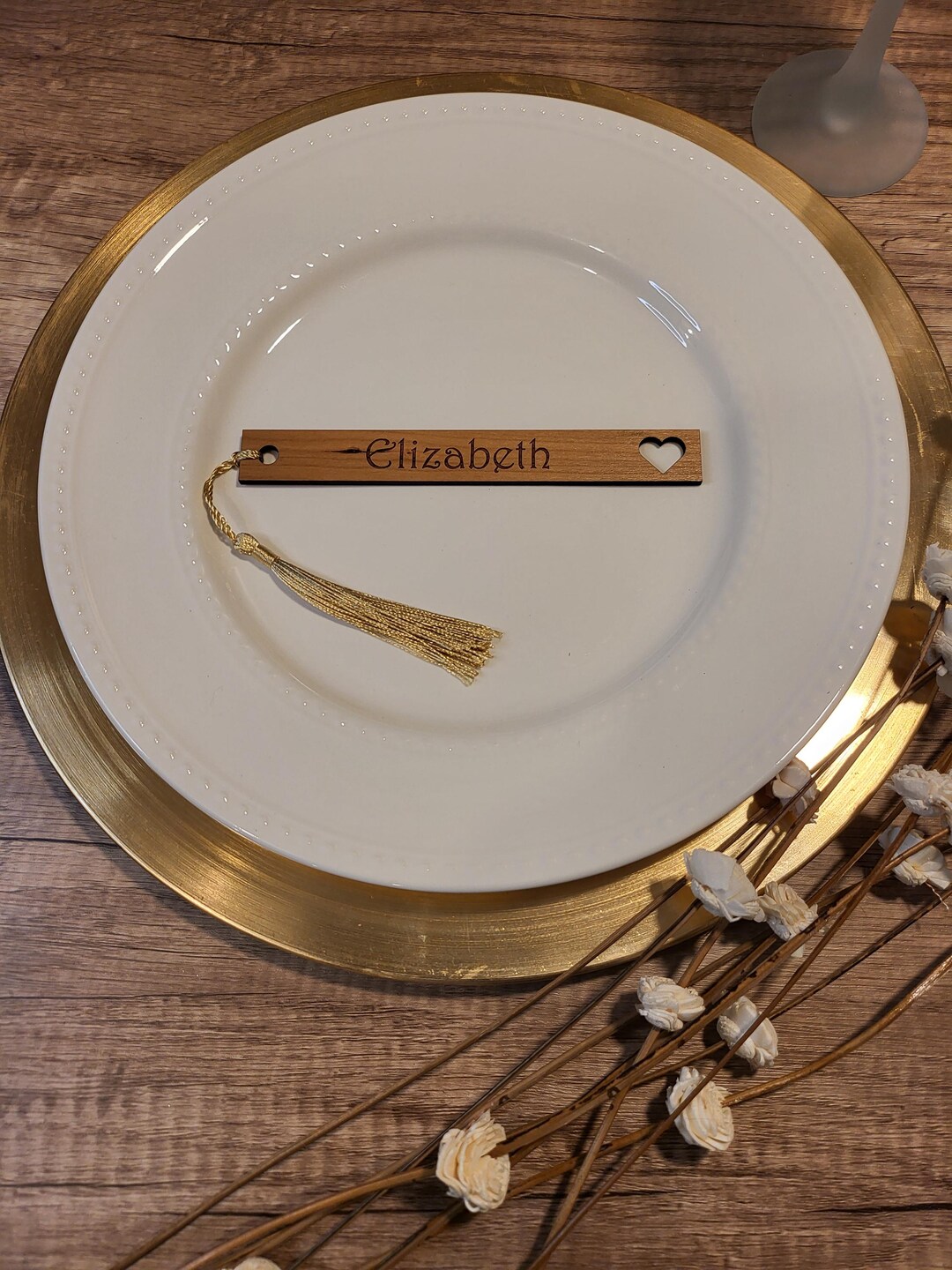 Wedding Place Cards (6" X 3/4" Rectangle With Heart) | Wood, Acrylic ...