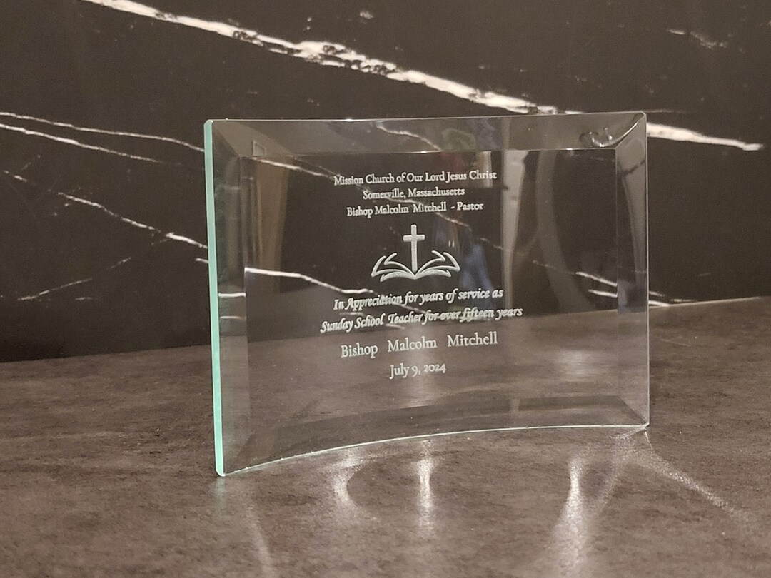 Personalized Award Glass | Jade Glass Crescent Award | Custom Engraved ...