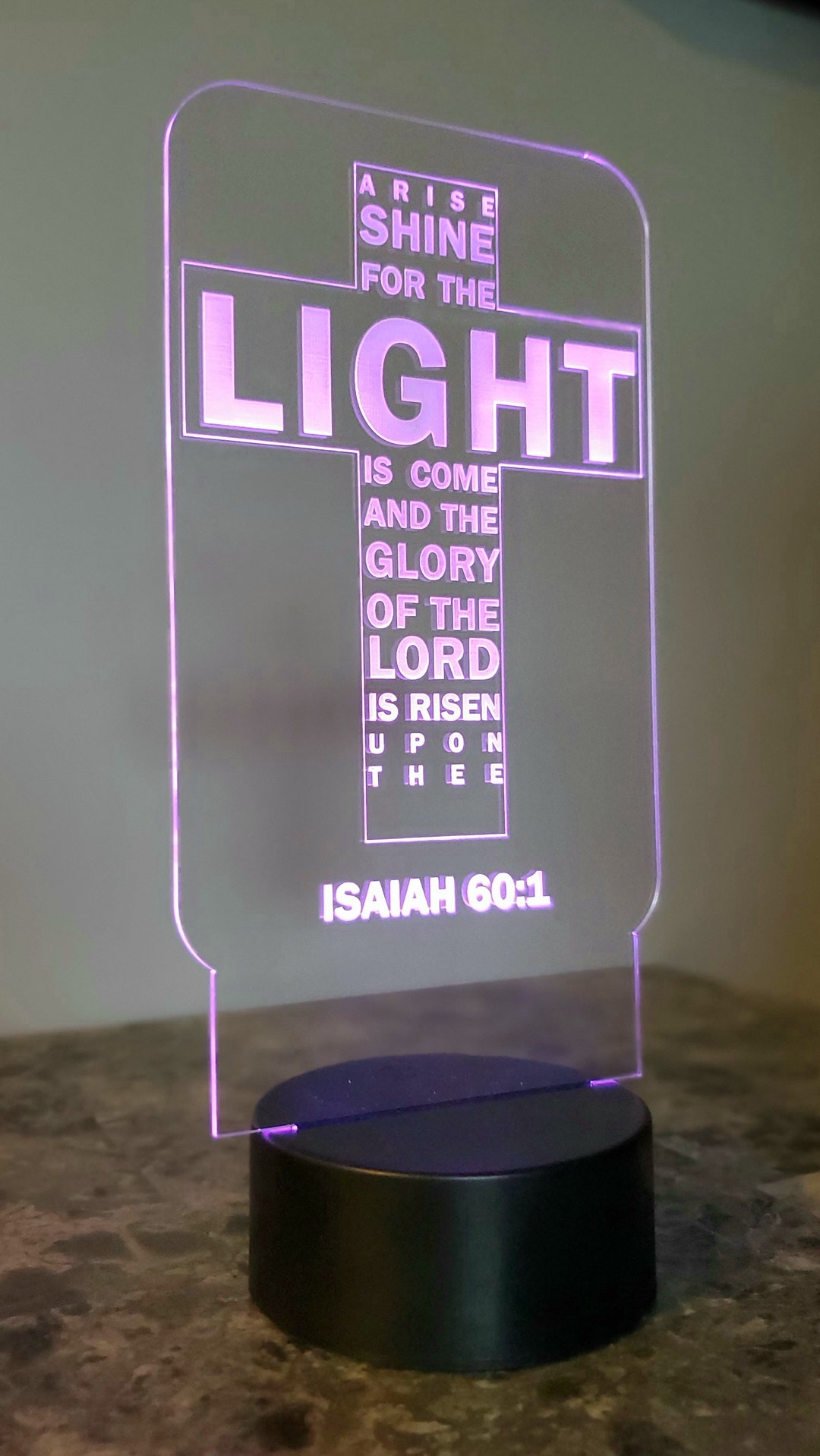 Scripture Light | LED Light | Decor | Cross Light | Isaiah 60:1 Decor ...