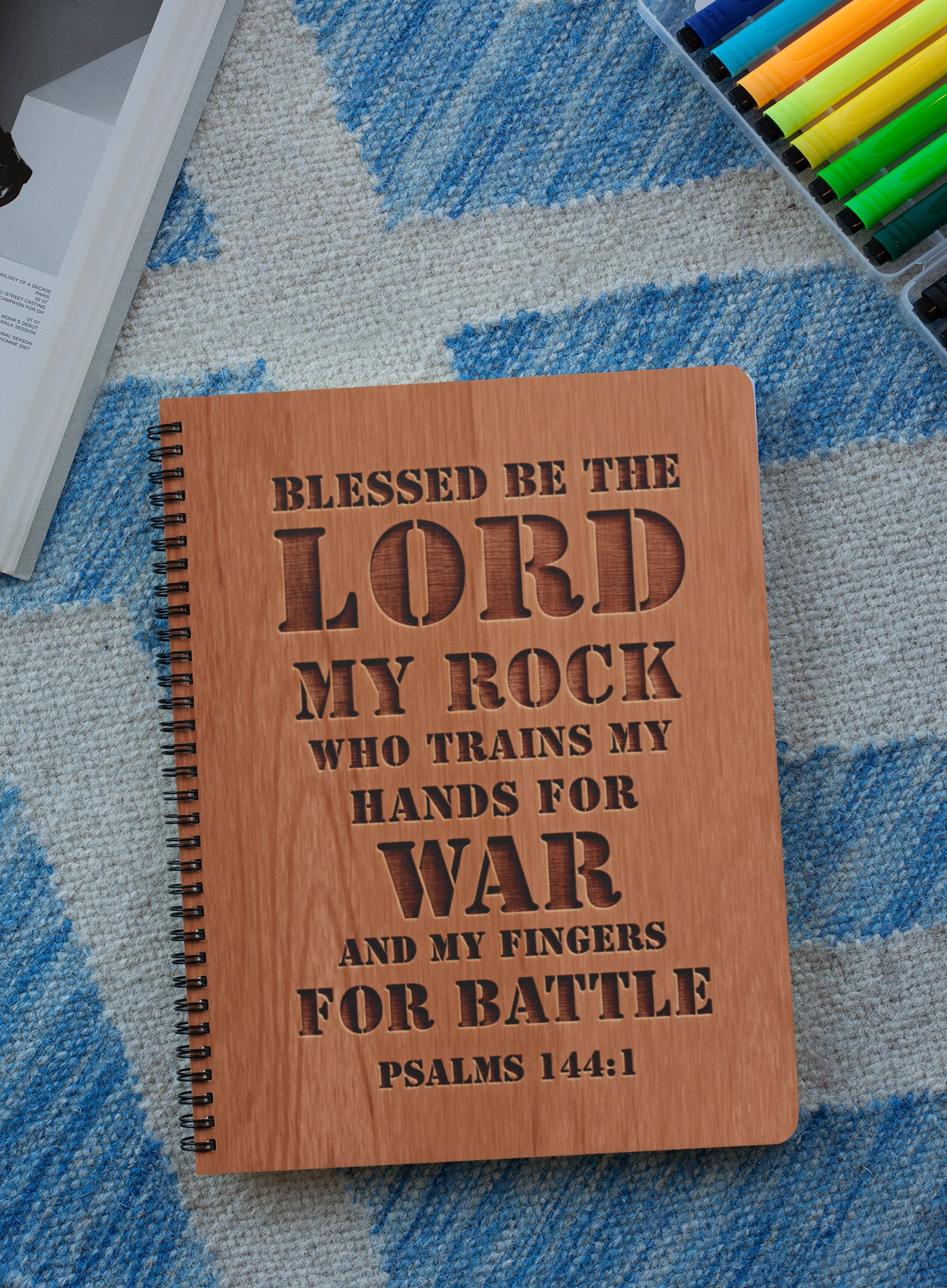 Psalms 144 Wood Cover Notebook Personalized Sketchbook | Etsy