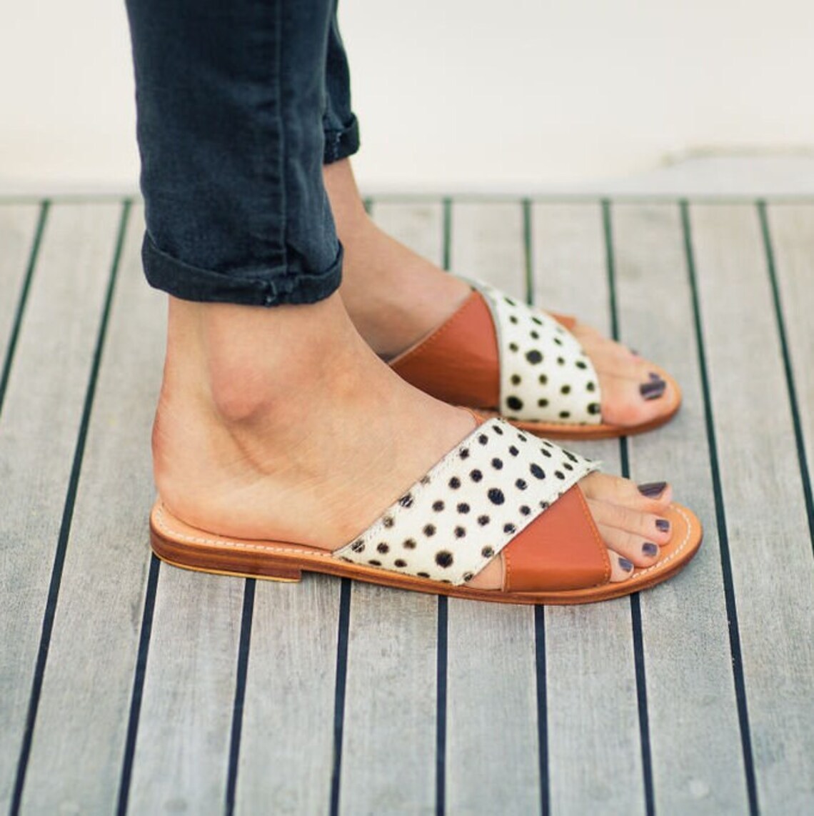 Leather Slides Animal Print Green Slides Rust Slides Pink - Etsy