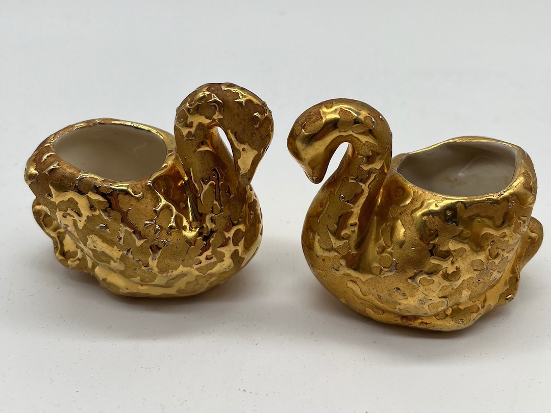 Weeping Bright Gold Painted Mini Swans Old Hollywood Glamour - Etsy