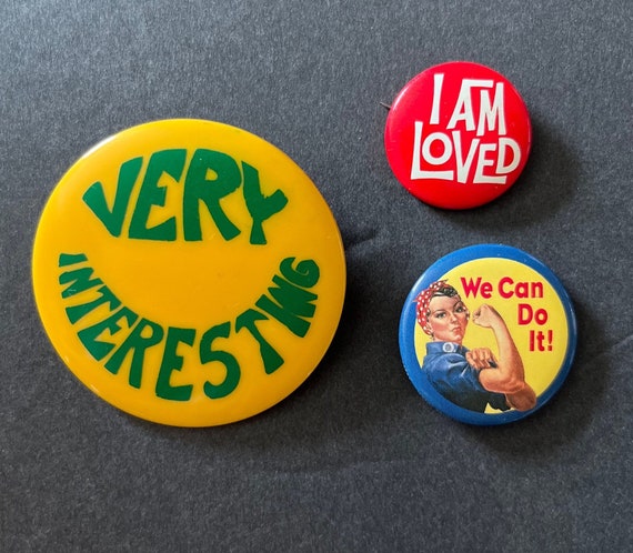 1960’s Hippie Era Novelty Button Pins - Gem