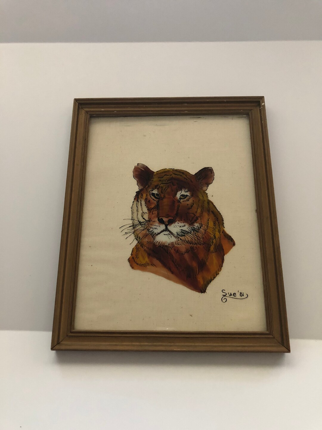 Tiger Reverse Painting on Glass Framed - Etsy