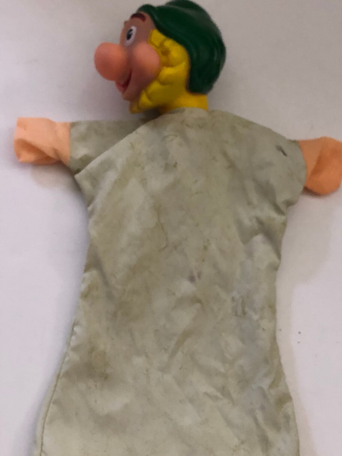 Hand Puppet With Rubber Head and Vinyl Cloth Clothing Peasant Type ...