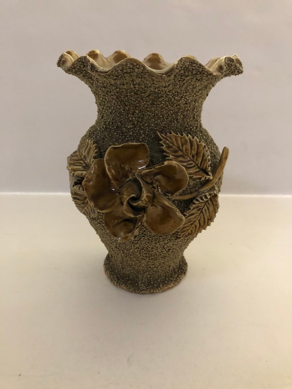 Sanded Majolica Pottery Vase | Etsy