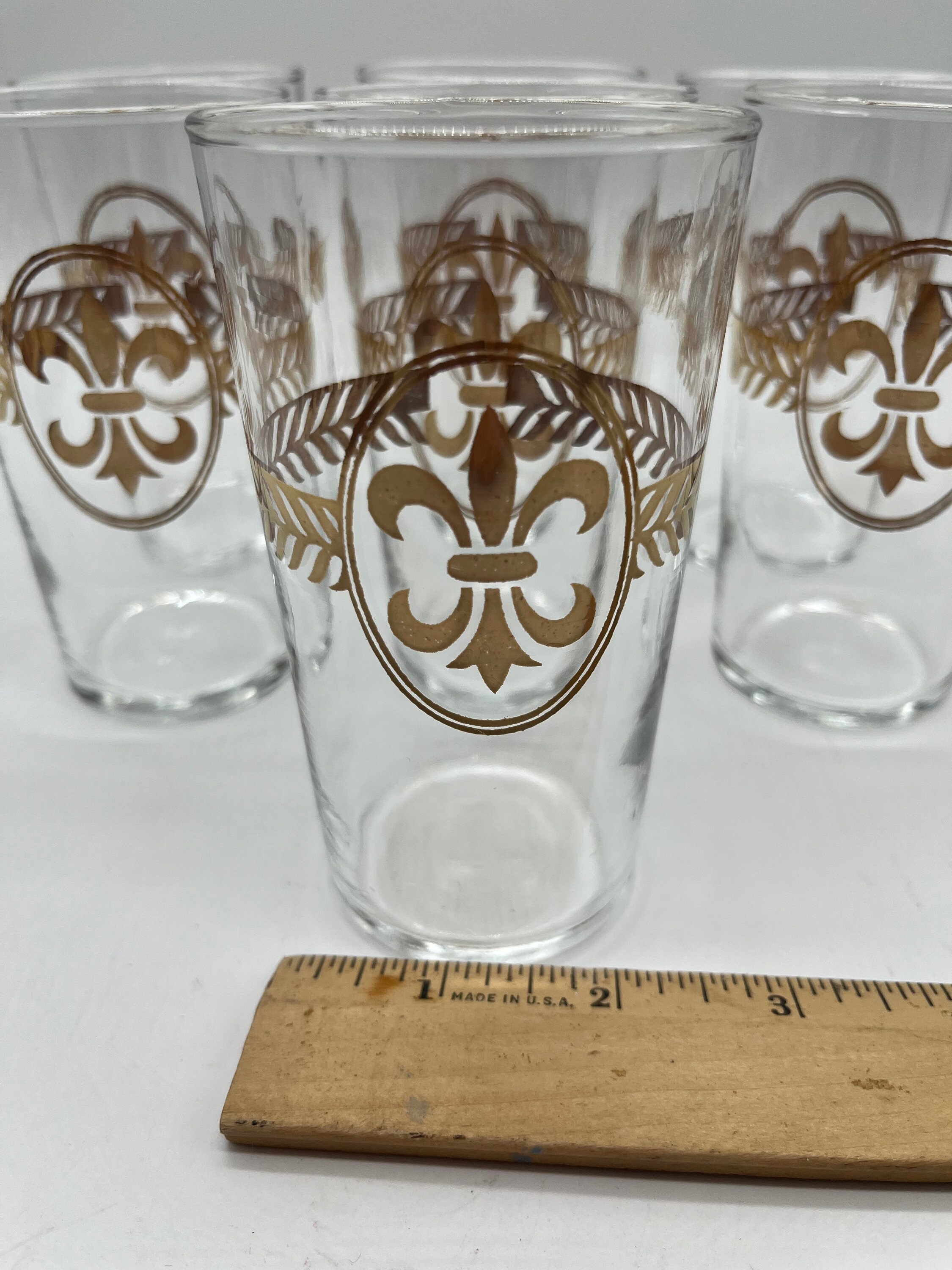 Fluer-de-lis Goldtoned Libby Drinking Glasses Set of 7 - Etsy