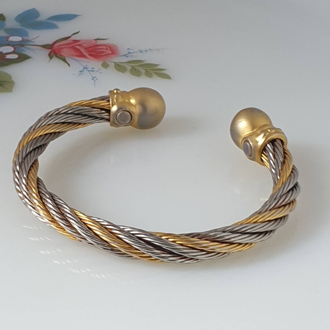 Vintage Magnetic Torque Bangle, Two Tone Health Magnetic Torque Bangle ...