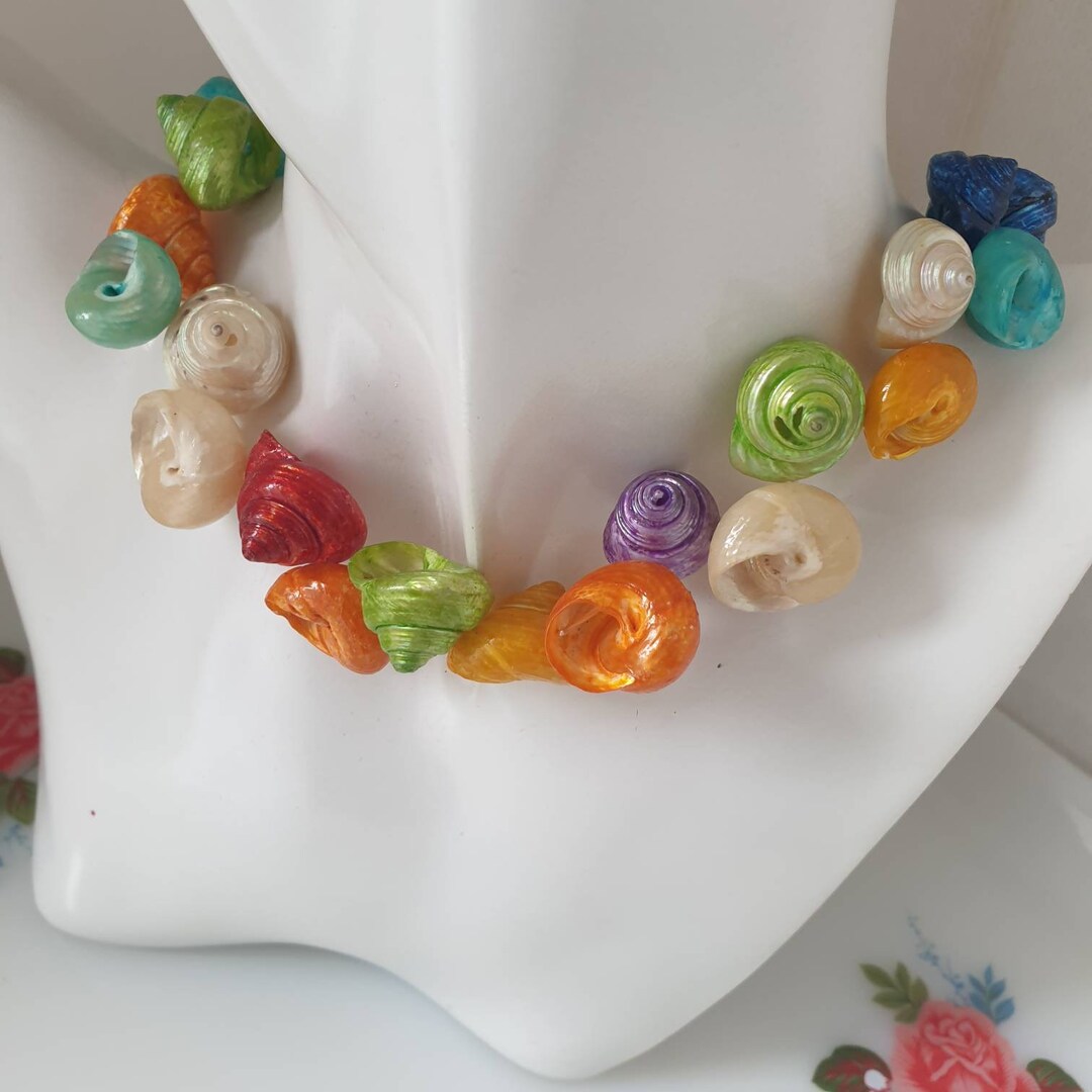 Art Deco Rainbow Shell Necklace, Vintage Rainbow Trochus Shell Necklace ...