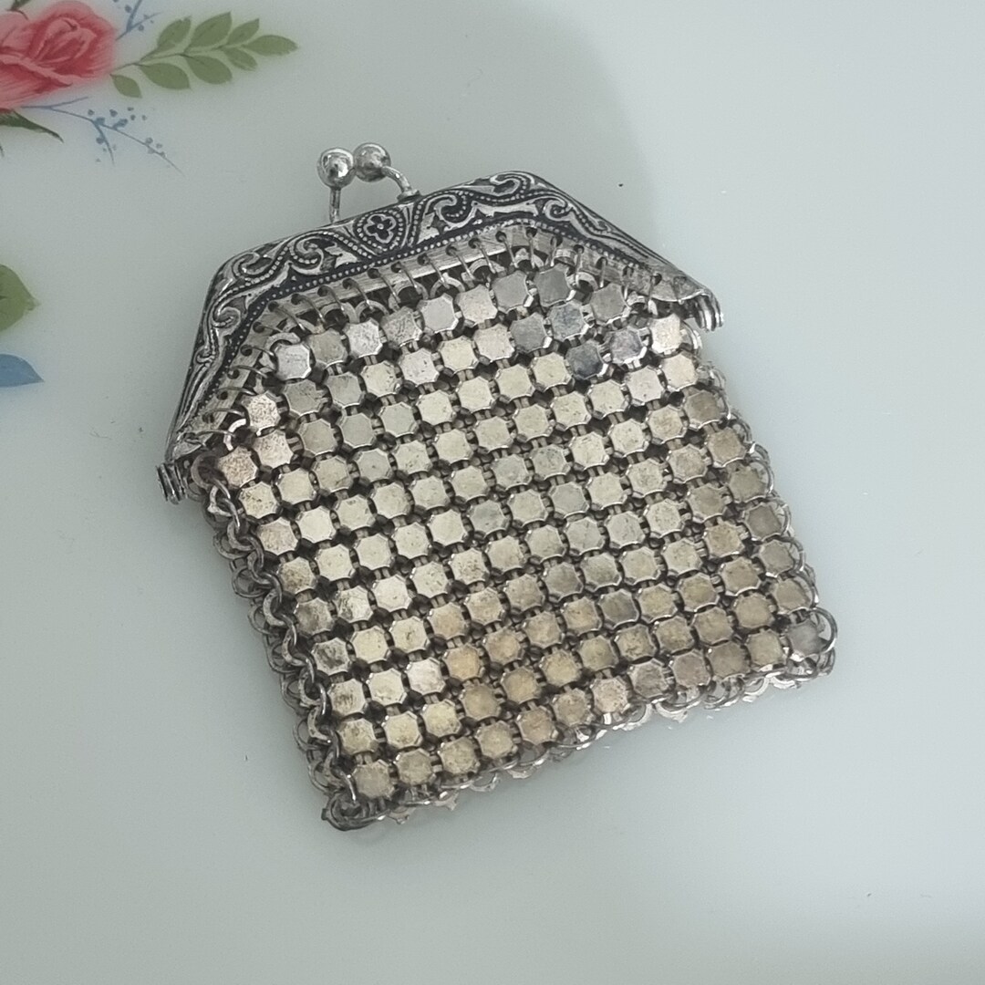 Victorian Sterling Silver Coin Purse, Silver Chain Mail Coin Purse ...