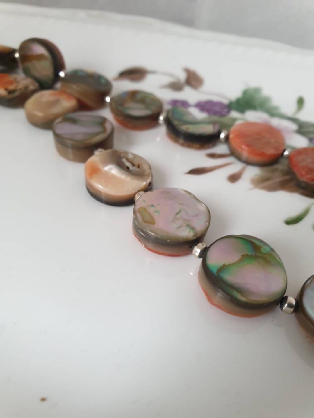 Art Deco Silver Abalone Disc Necklace, Native American Abalone Silver ...