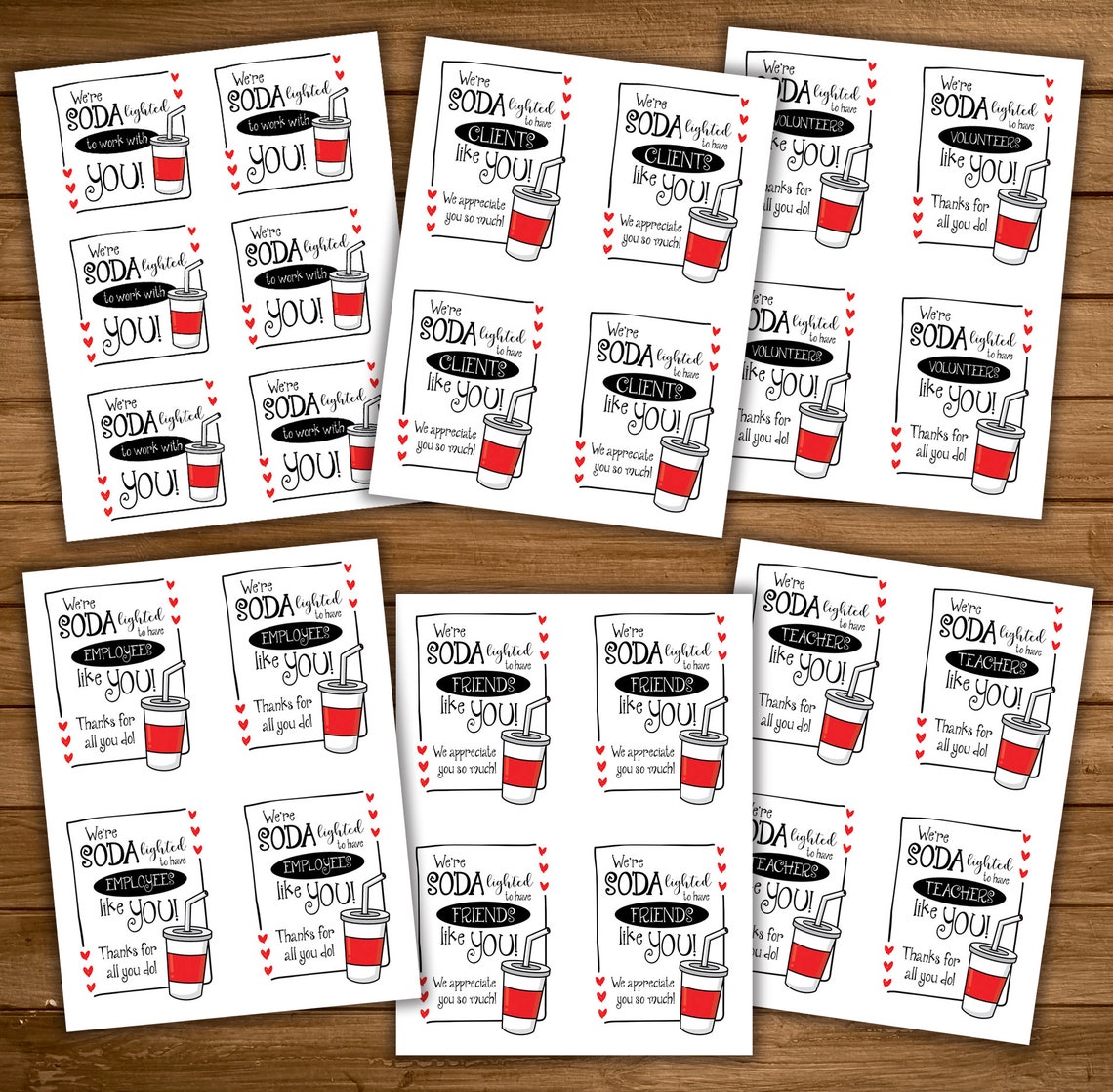 Soda Pop Gift Tags, Soda-lightful Printable, Thank You, Appreciation ...
