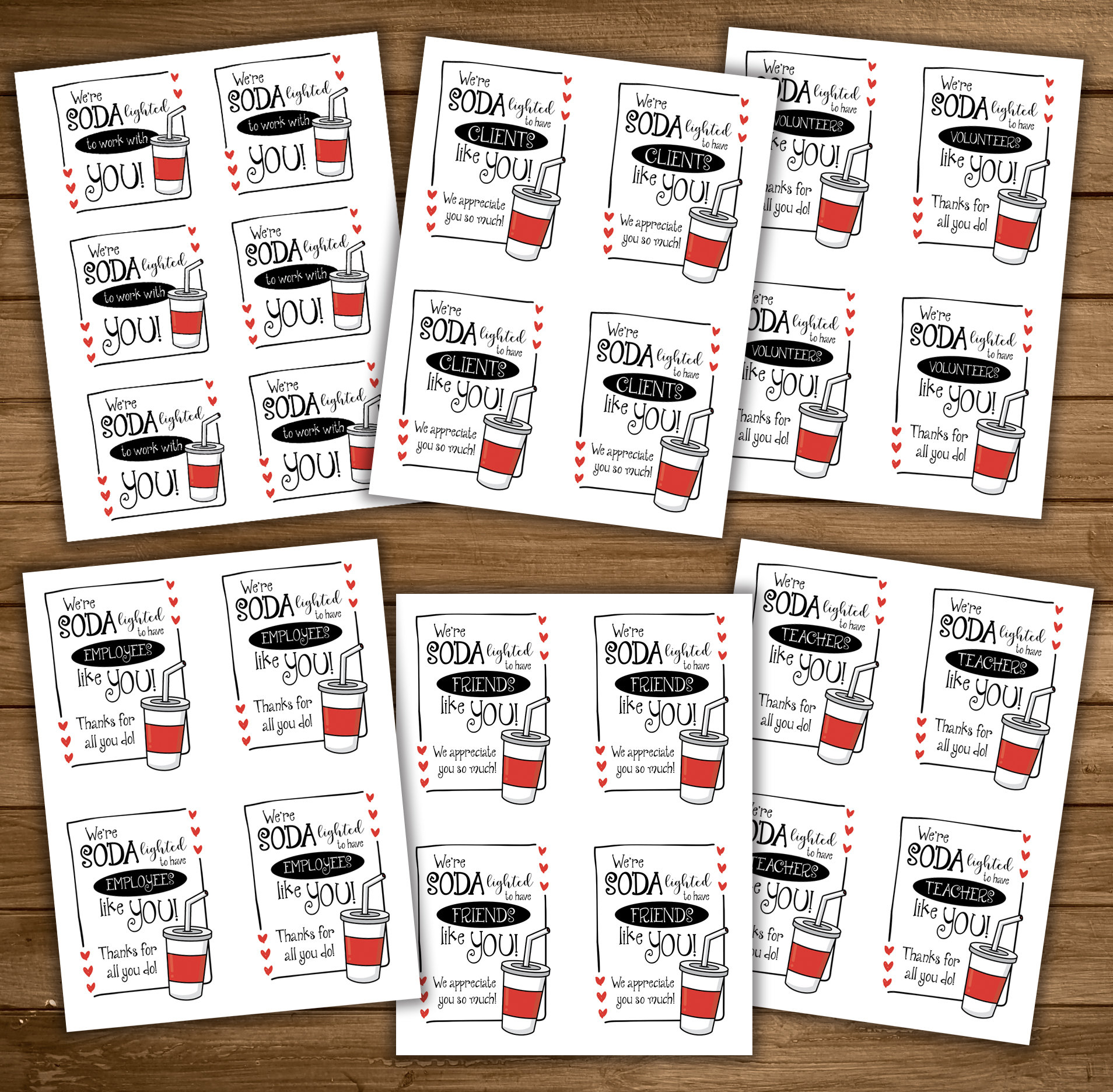 Soda Pop Gift Tags, Soda-lightful Printable, Thank You, Appreciation ...