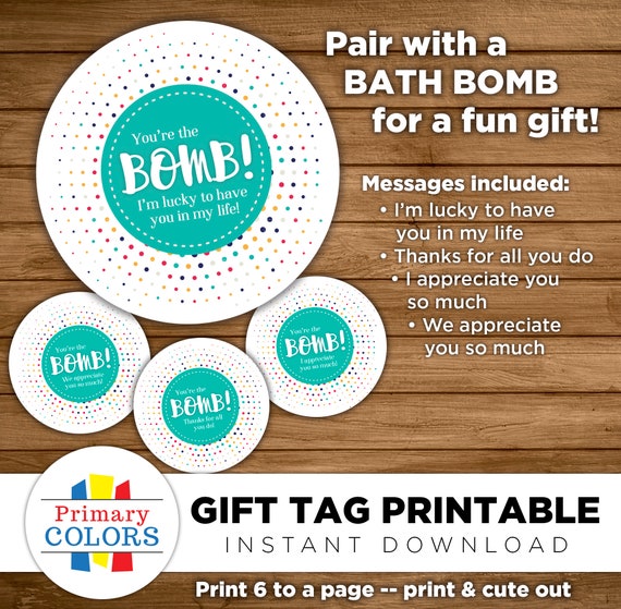 You're the Bomb Bath Bomb Gift Tag. Teacher Staff | Etsy