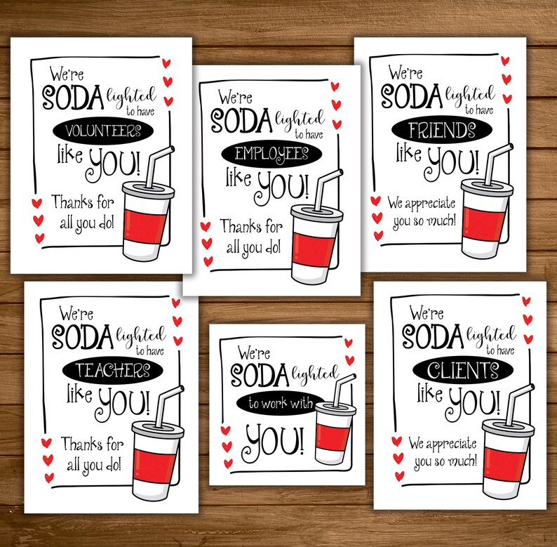 Soda Pop Gift Tags, Soda-lightful Printable, Thank You, Appreciation ...