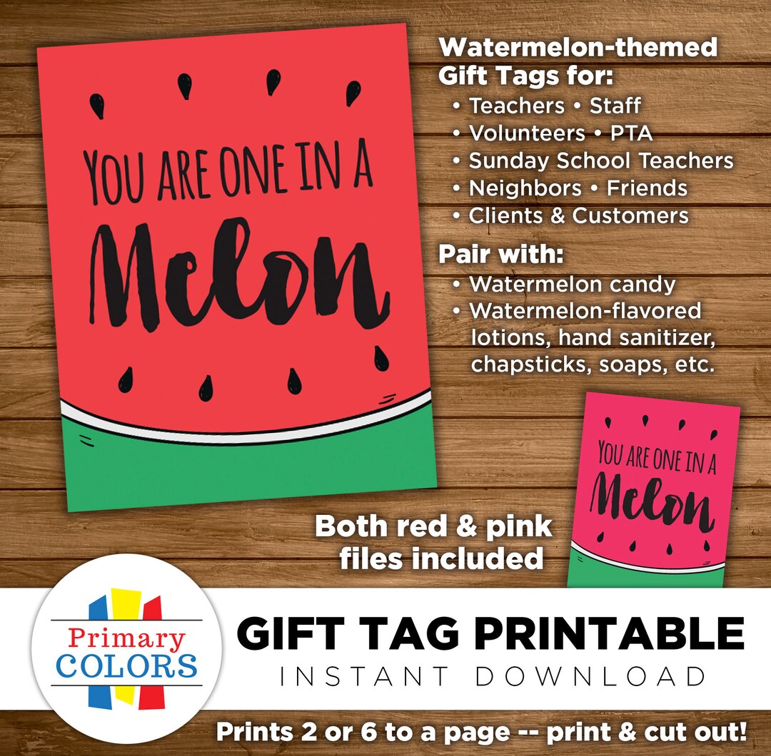 One in a Melon Watermelon Gift Tag. Teacher Staff Client - Etsy