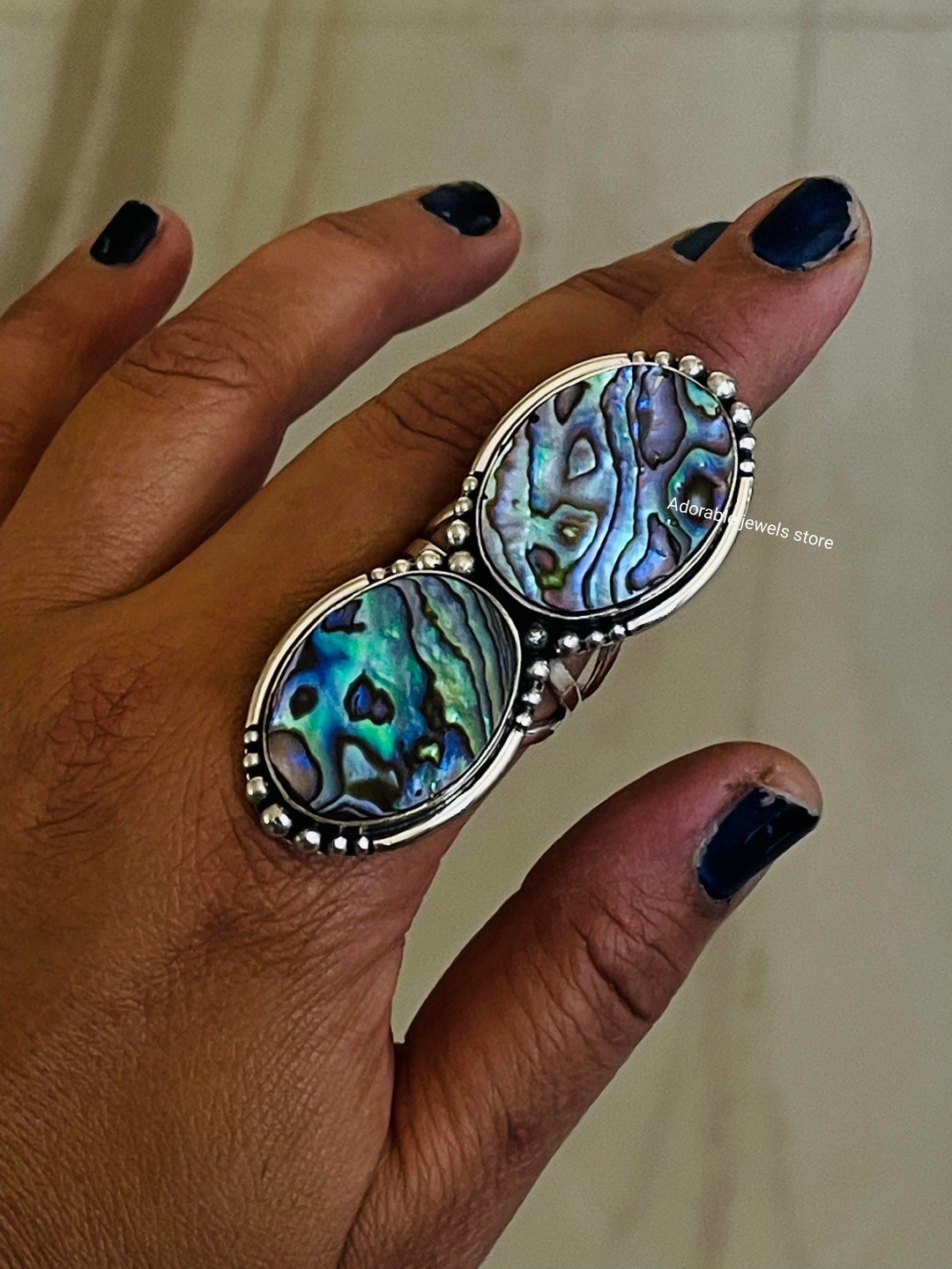 Natural Abalone Shell Ring Navajo Ring Native American Jewelry Hand ...