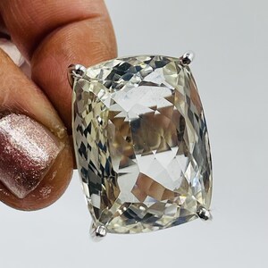 Natural Crystal Quartz Square Shape Faceted Gemstone Ring Anniversary ...