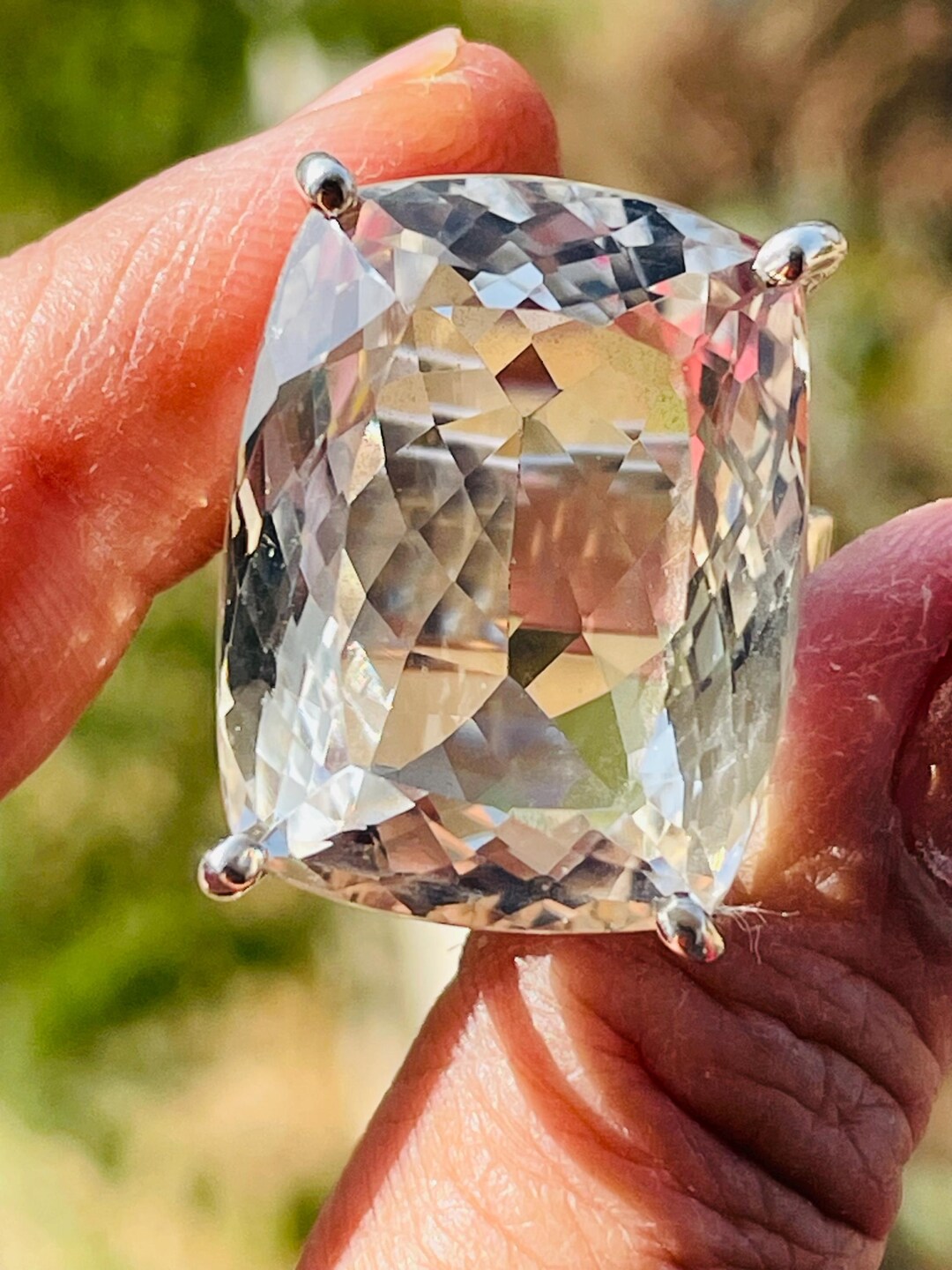 Natural Crystal Quartz Square Shape Faceted Gemstone Ring Anniversary ...