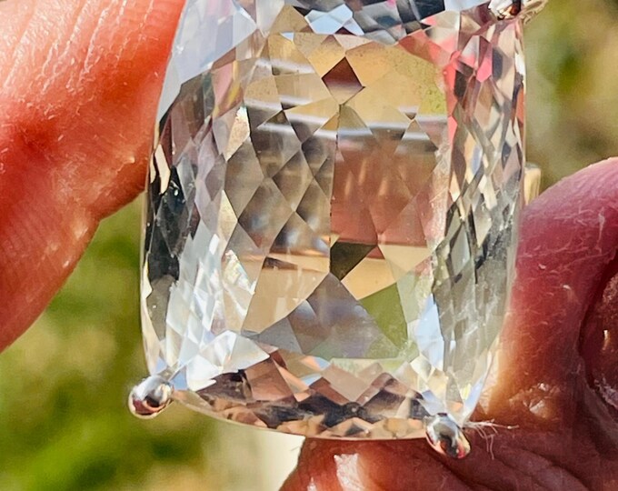 Natural Crystal Quartz Square Shape Faceted Gemstone Ring Anniversary ...