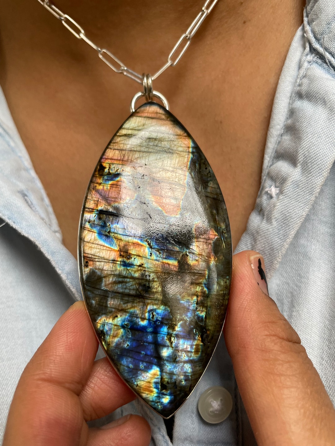 Large Rainbow Color Natural Labradorite Spectrolite(not Treated ...