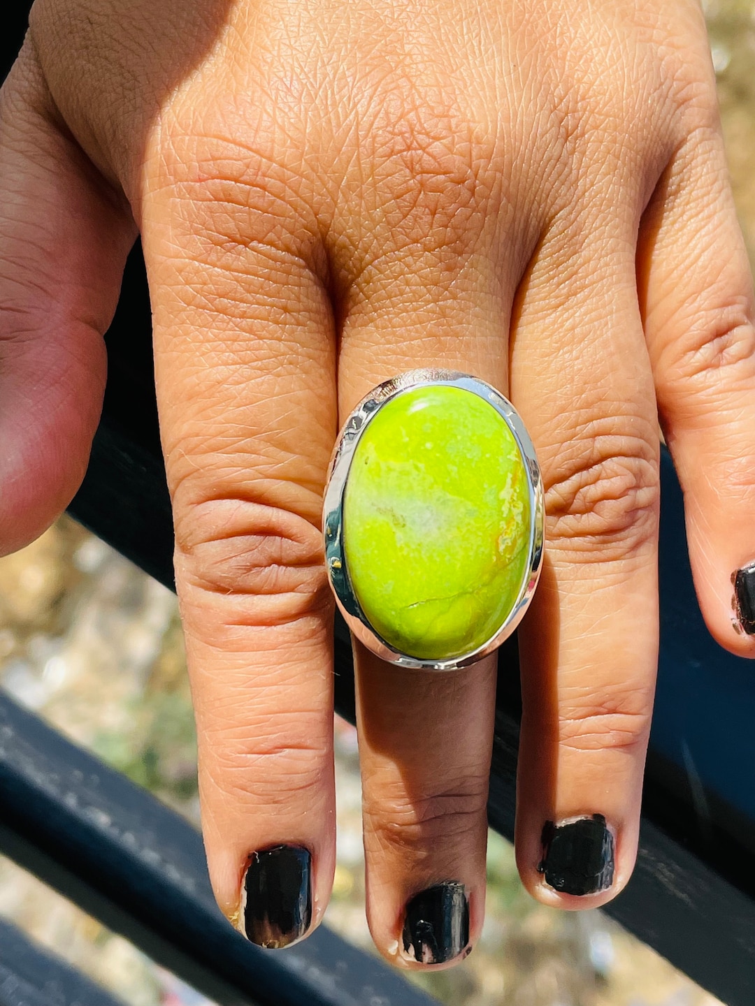 RARE Gaspeite Ring,solid 925 Sterling Silver Southwestern Jewelry Green ...