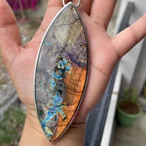 Rare Orange Blue PURPLE Natural LARGE Labradorite Spectrolite Pendant ...