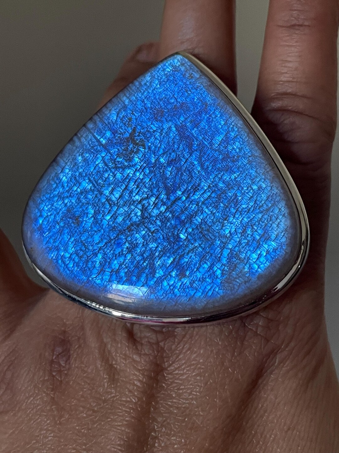 Shimmering LARGE African Moonstone Solid 925 Sterling Silver Teardrop ...