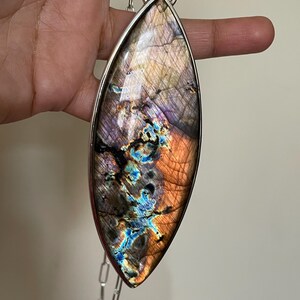 Rare Orange Blue PURPLE Natural LARGE Labradorite Spectrolite Pendant ...