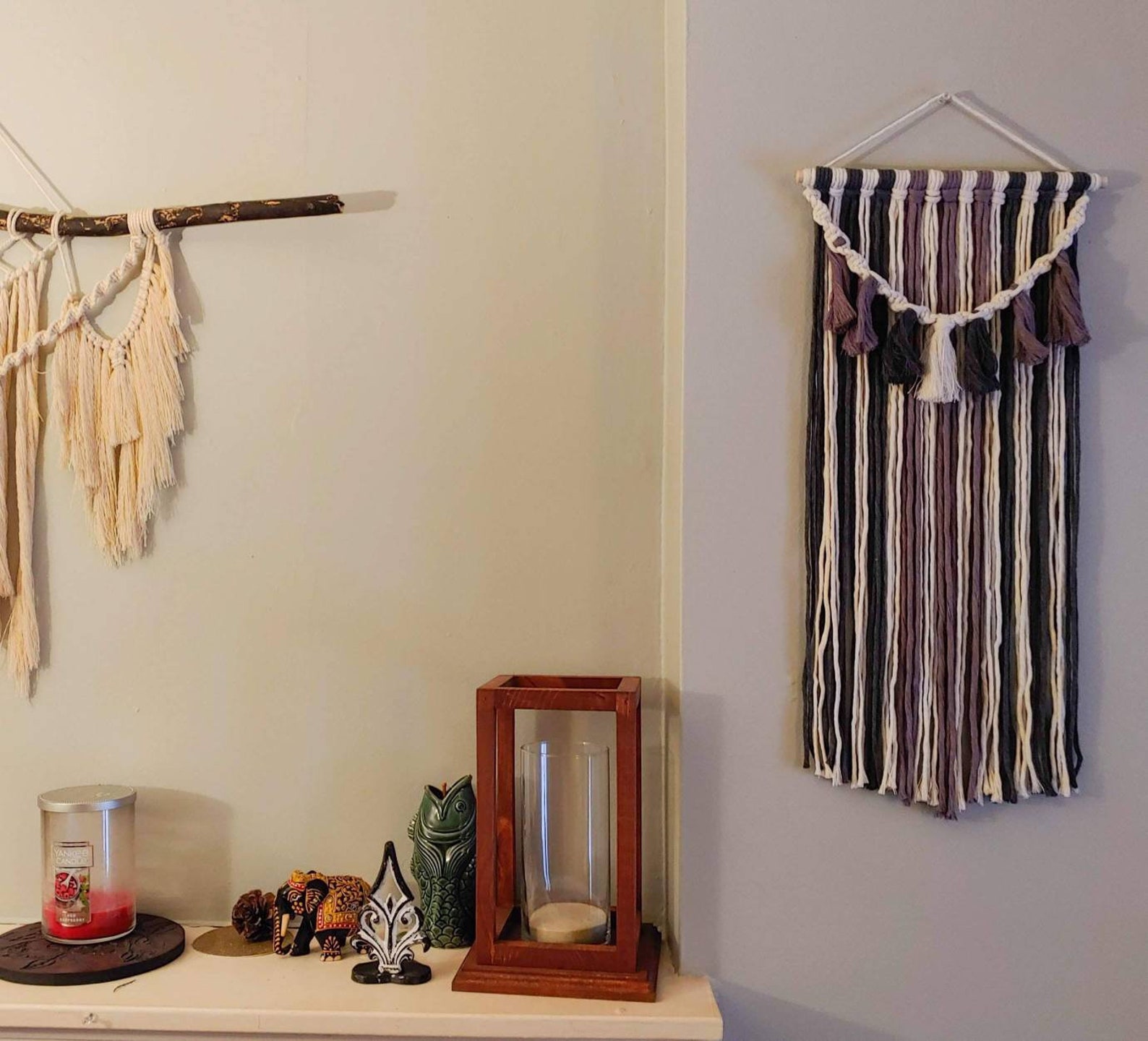 Tri-color Striped Macrame Wall Hanging, Simple & Elegant, Handmade ...