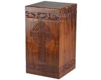 HAND-CRAFTED ROSEWOOD Human Cremation Urn With Engraved Cross | Etsy