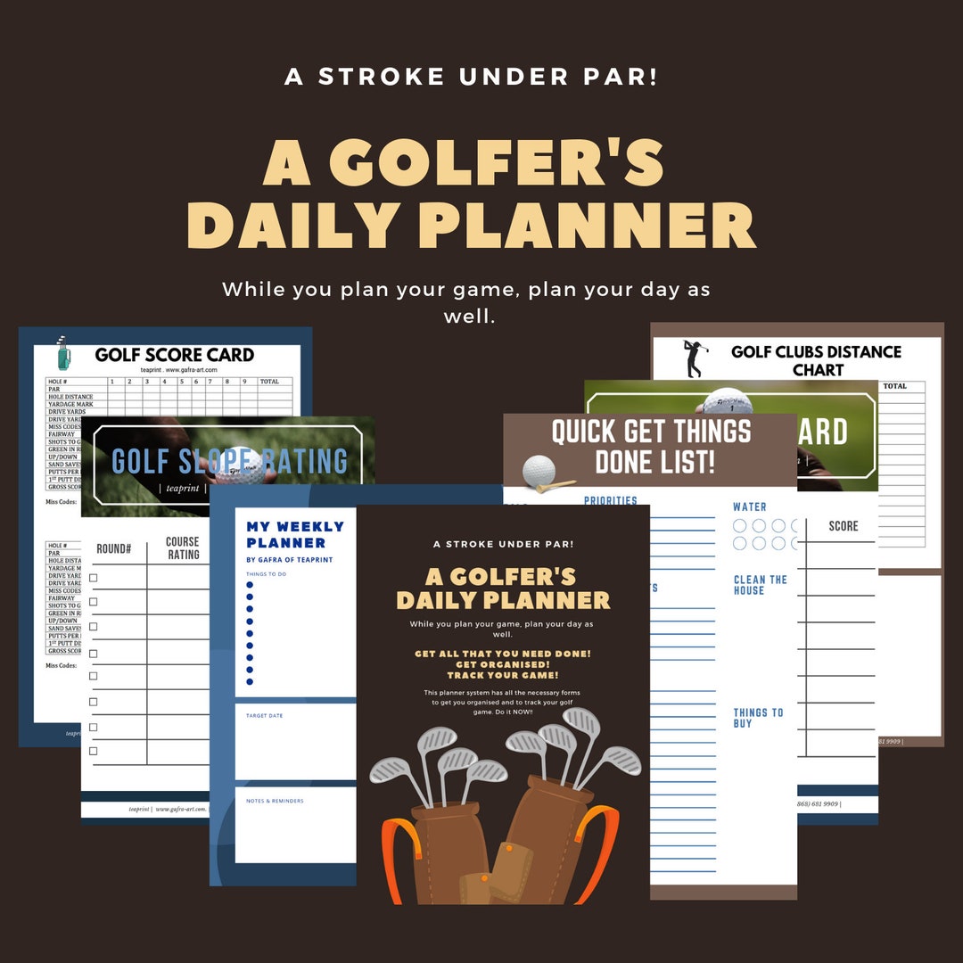 A Golfer's Daily Planner, Printable, Editable, Golf Score Card, Golf ...