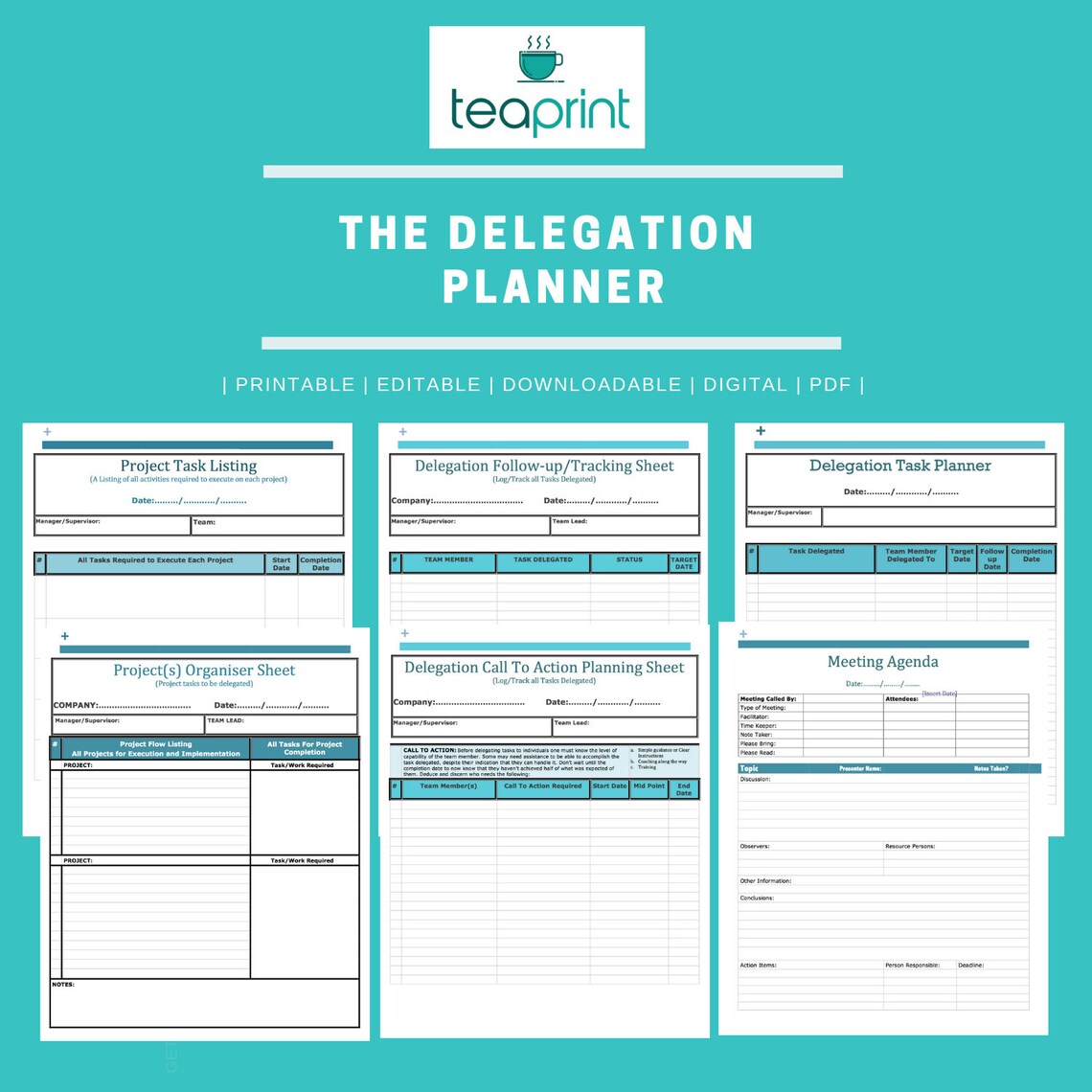Delegation and Planning, Planner, Printable, Editable, Delegation ...