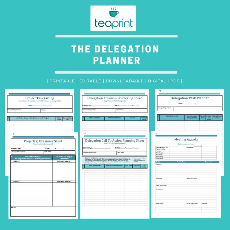 Delegation and Planning, Planner, Printable, Editable, Delegation ...