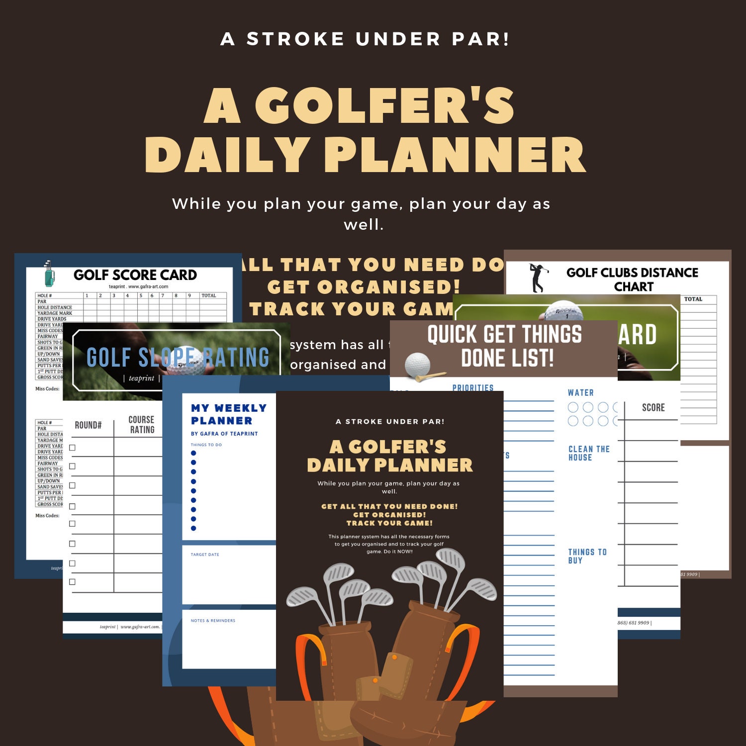 A Golfer's Daily Planner, Printable, Editable, Golf Score Card, Golf ...