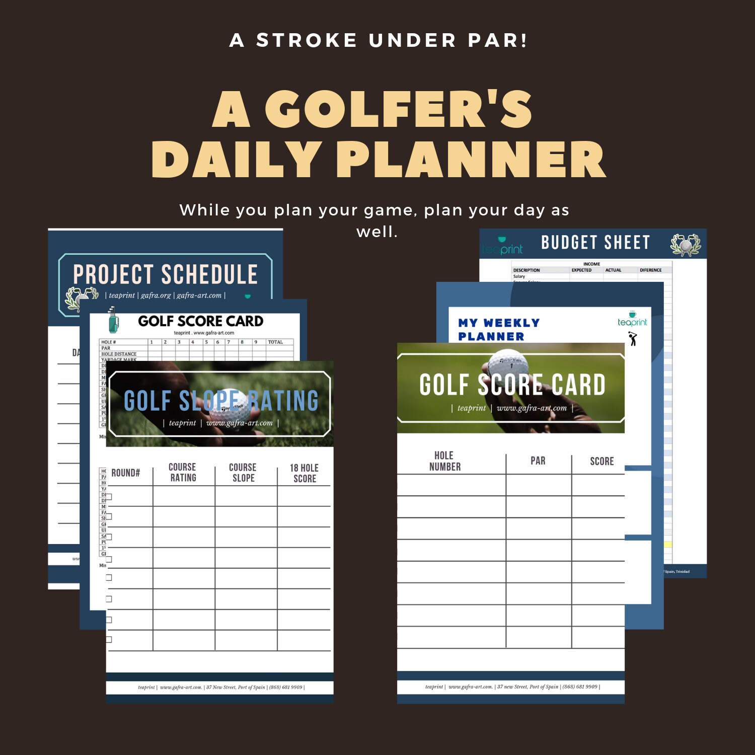 A Golfer's Daily Planner, Printable, Editable, Golf Score Card, Golf ...